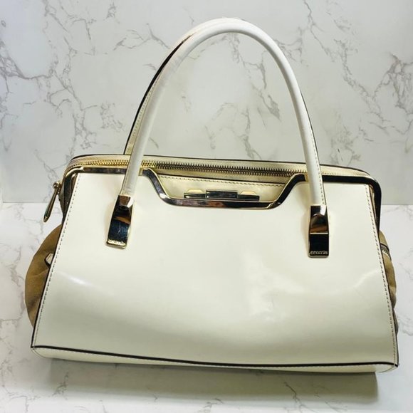 Cromia | Bags | Italian Leather Cromia Handbag Cream White With Golden ...